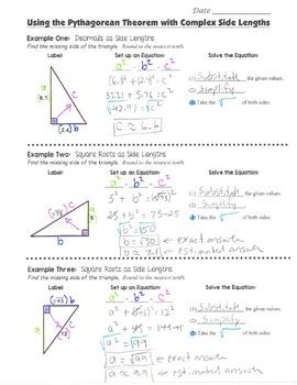 Math Guided Interactive Math Notebook Pages The Pythagorean Theorem Harder