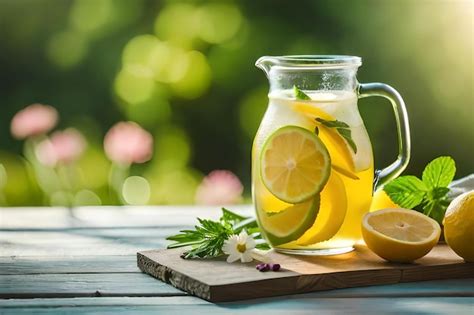 Premium Photo Lemonade With A Pitcher Of Lemonade And A Pitcher Of Lemonade