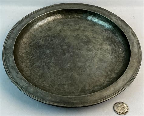 Lot Antique S Hand Forged Pewter Deep Plate Dish