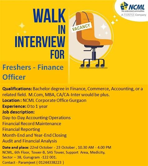 ncml labs on linkedin ncml financejobs freshers walkininterview