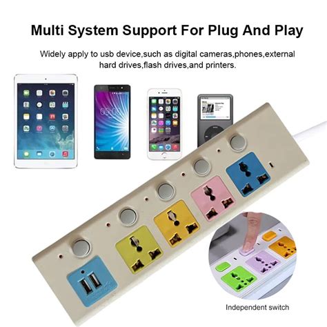 Multi Function Socket Extension Outlet With 4 Power Socket And 2 Usb Ports 1 8 Meters Long Cp02
