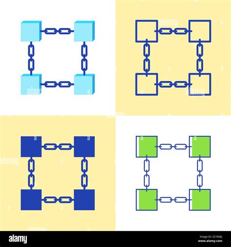 Blockchain Icon Set In Flat And Line Style Cryptocurrency Data Symbol Vector Illustration