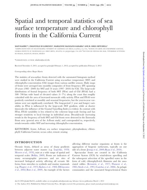 Pdf Spatial And Temporal Statistics Of Sea Surface Temperature And