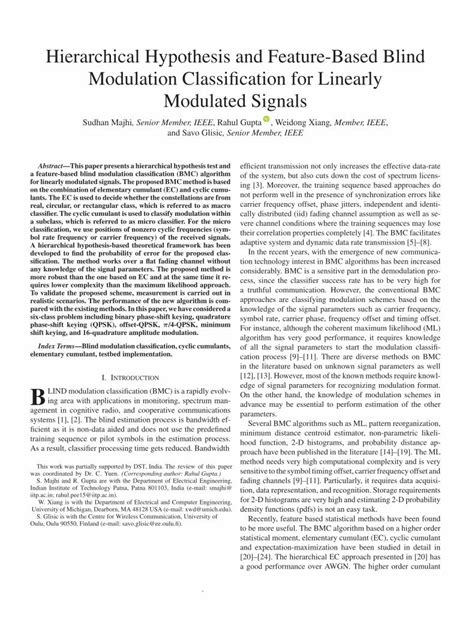 Pdf Hierarchical Hypothesis And Feature Based Blind Modulation