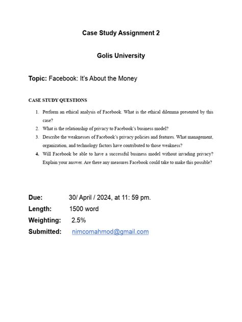 Case Study Assignment 2 Students Pdf