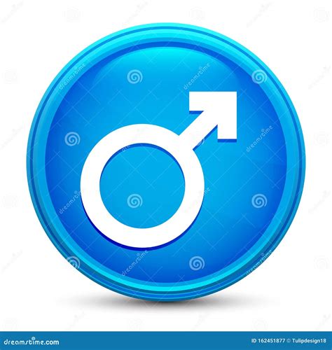 Male Symbol Icon Glass Shiny Blue Round Button Isolated Design Vector