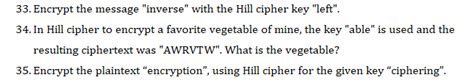 Solved 33 Encrypt The Message Inverse With The Hill