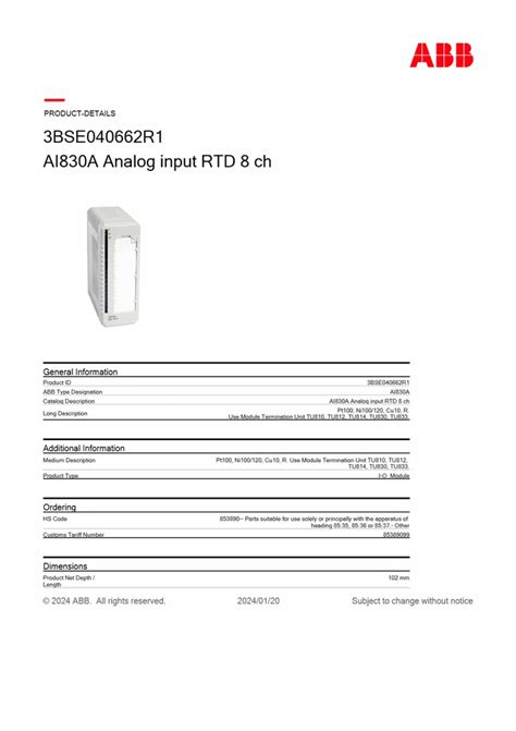 Abb Ai830a Anlog Input Card At ₹ 67363piece Input And Output Module