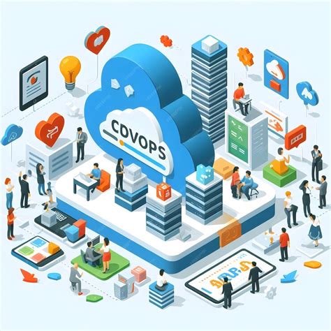 3d flat vector as cloud computing with devops integration and development symbols concept as