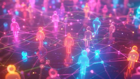 Visualizing Vibrant Social Media Connections Through Colorful 3d Avatars And Pulsating Energy