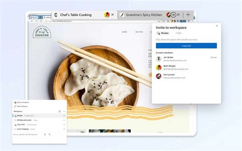 how to use microsoft edge workspaces