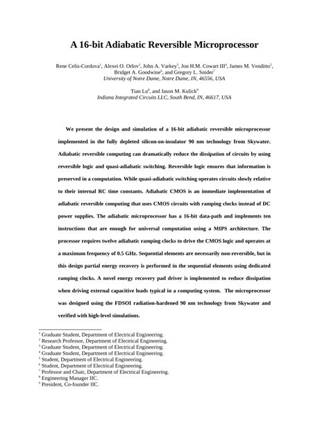 pdf a 16 bit adiabatic reversible microprocessor