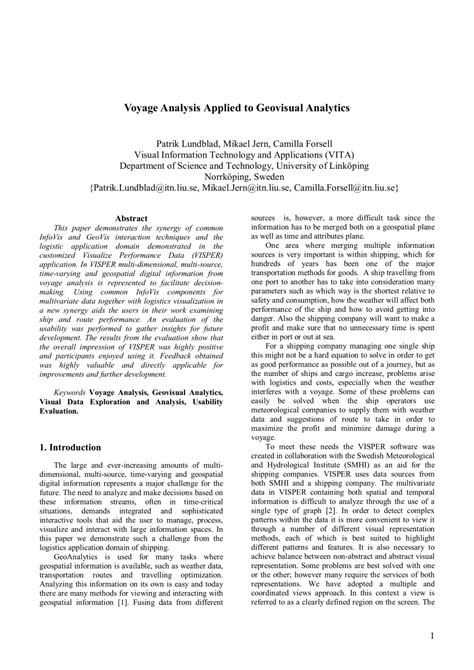 Pdf Voyage Analysis Applied To Geovisual Analytics