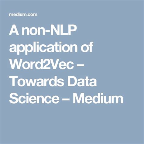 A Non Nlp Application Of Word2vec