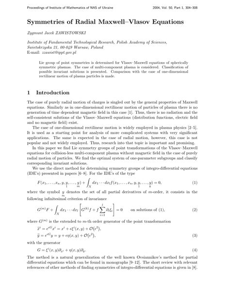 Pdf Symmetries Of Radial Maxwell Vlasov Equations