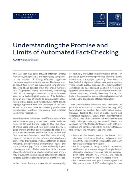 Understanding The Promise And Limits Of Automated Fact Checking Pdf Human Communication