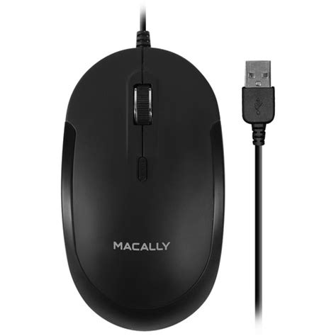 Macally USB Optical Silent Click Mouse Black DYNAMOUSEB B H
