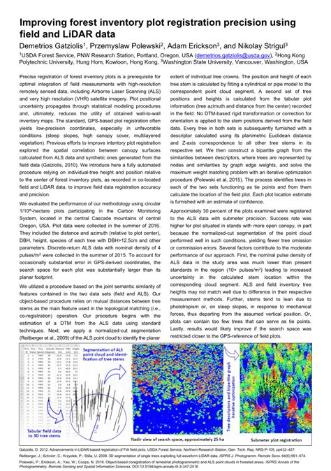 Pdf Improving Forest Inventory Plot Registration Precision Using
