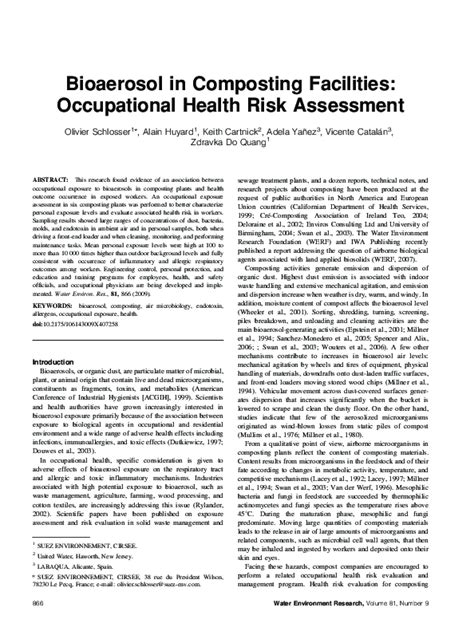 Pdf Bioaerosol In Composting Facilities Occupational Health Risk Assessment