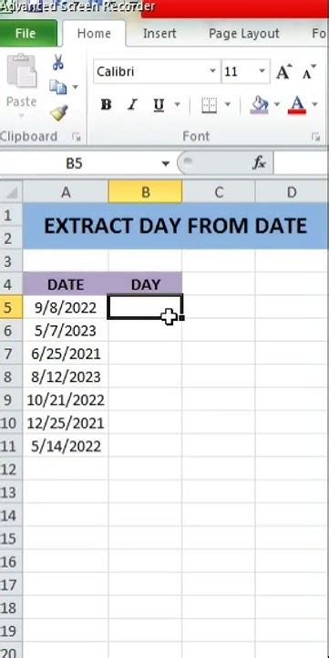 Extract Day From Date In Excel Using Text Formulashorts Viral
