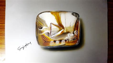 Drawing Golden You Tube Play Button Ll Cv YouTube