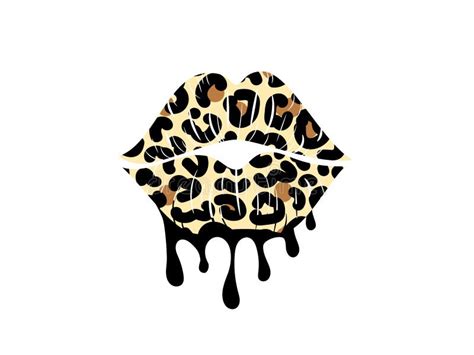Kissing Lips With Leopard Print Dripping Paint Cheetah Design