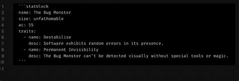 No Styling Or Preferences · Issue 144 · Javalentfantasy Statblocks