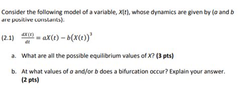 Solved Consider The Following Model Of A Variable X T Chegg Com