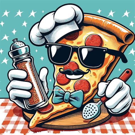 터 재미있는 피자 슬라이스 캐릭터 프리미엄 벡터