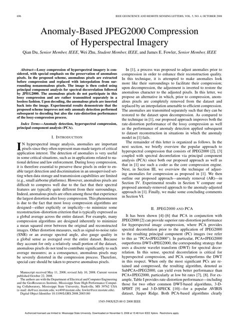 Pdf Anomaly Based Jpeg2000 Compression Of Hyperspectral Imagery