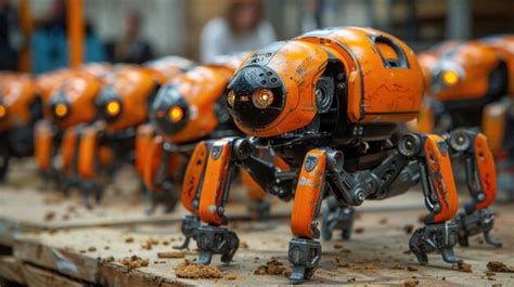 Swarm Robotics Coordinating Complex Task Premium Ai Generated Image