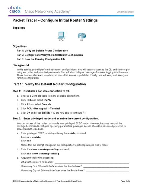 Tp 0 Configure Initial Router Settings Pdf Command Line Interface
