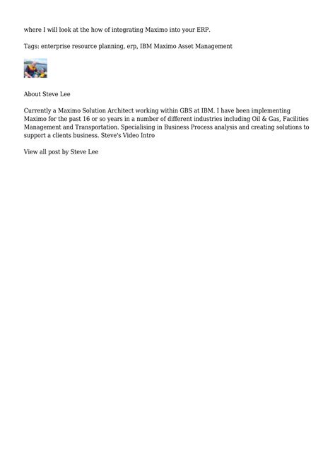 Integrating Ibm Maximo Into Your Enterprise Resource Planning System