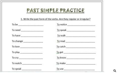 Past Simple Irregular Verbs Exercises