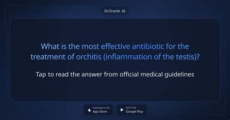What Is The Most Effective Antibiotic For The Treatment Of Orchitis Inflammation Of The Testis