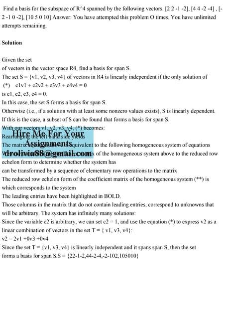 find a basis for the subspace of r 4 spanned by the following vectors pdf