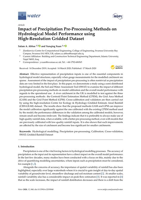 Pdf Impact Of Precipitation Pre Processing Methods On Hydrological Model Performance Using