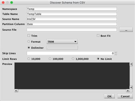 Schema Editor Deephaven