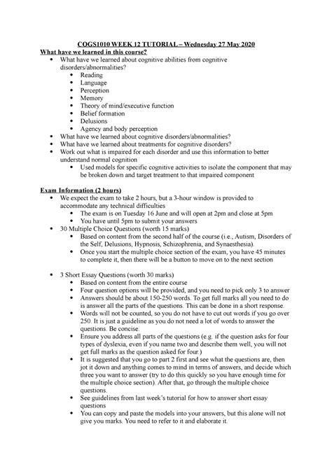 Cogs1010 W12 T Detailed Practical Tutorial Notes Cogs1010 Week 12