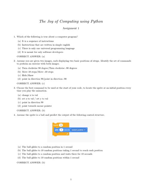 The Joy Of Computing Using Python Assignment 1 Pdf Control Flow Software Engineering