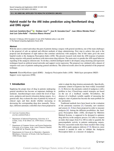 Hybrid Model For The Ani Index Prediction Using Remifentanil Drug And