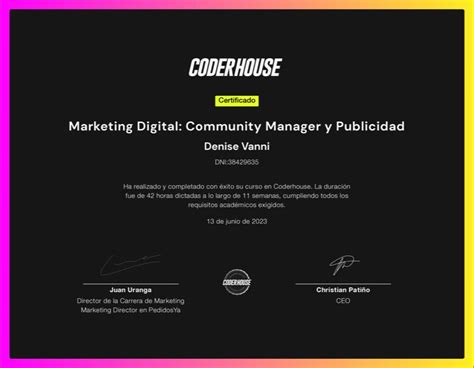 Hoy Recibí Mi Certificado De Coderhouse Denise Vanni