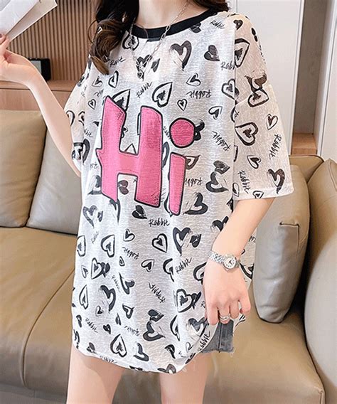 바비코코 크로아 하트패턴 쿨 롱티셔츠