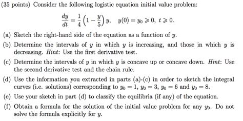 Solved Consider The Following Logistic Equation Initial