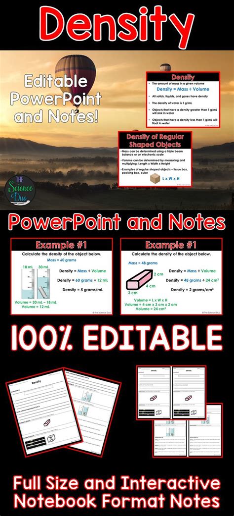 Density PowerPoint And Notes Chemical Changes Earth Science Middle Babe Science Powerpoint