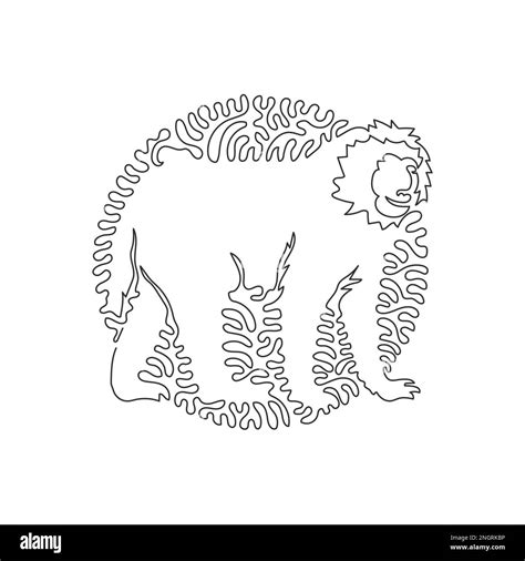 Single Swirl Continuous Line Drawing Of Scary Baboon Abstract Art