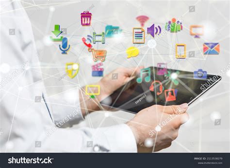 Hand Touching Map Point Network Connection Stock Illustration 2113538279 Shutterstock