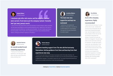 GitHub Olisa Frontend Mentor Testimonials