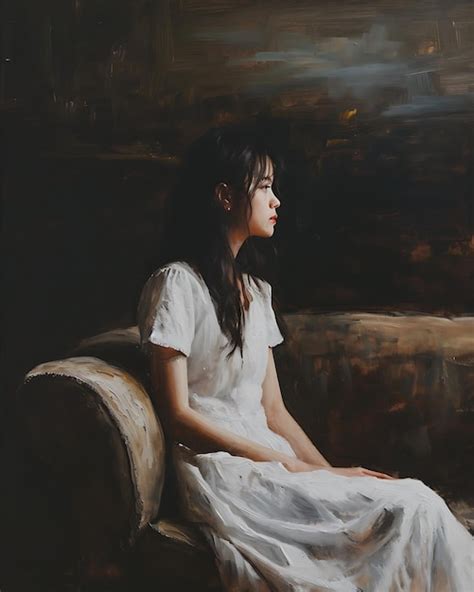 Premium Photo White Dress Wearing Cute Girl On Couch