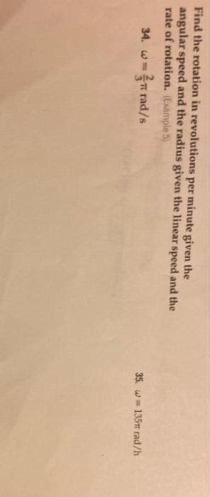 Solved Find The Rotation In Revolutions Per Minute Given The